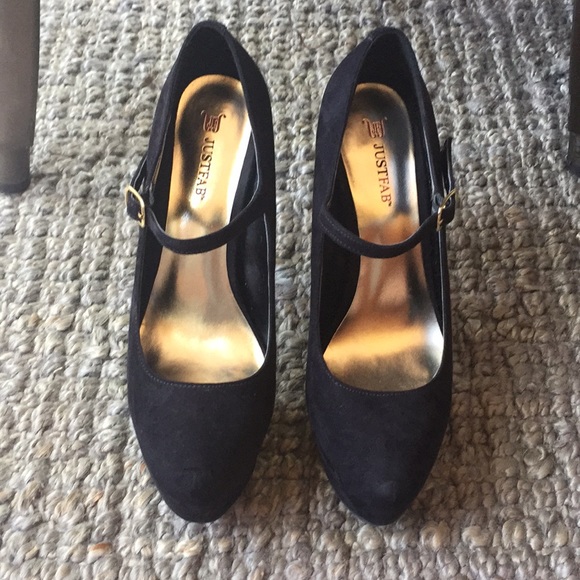 JustFab | Shoes | Justfab Black Faux Suede Platform Pumps Heels | Poshmark